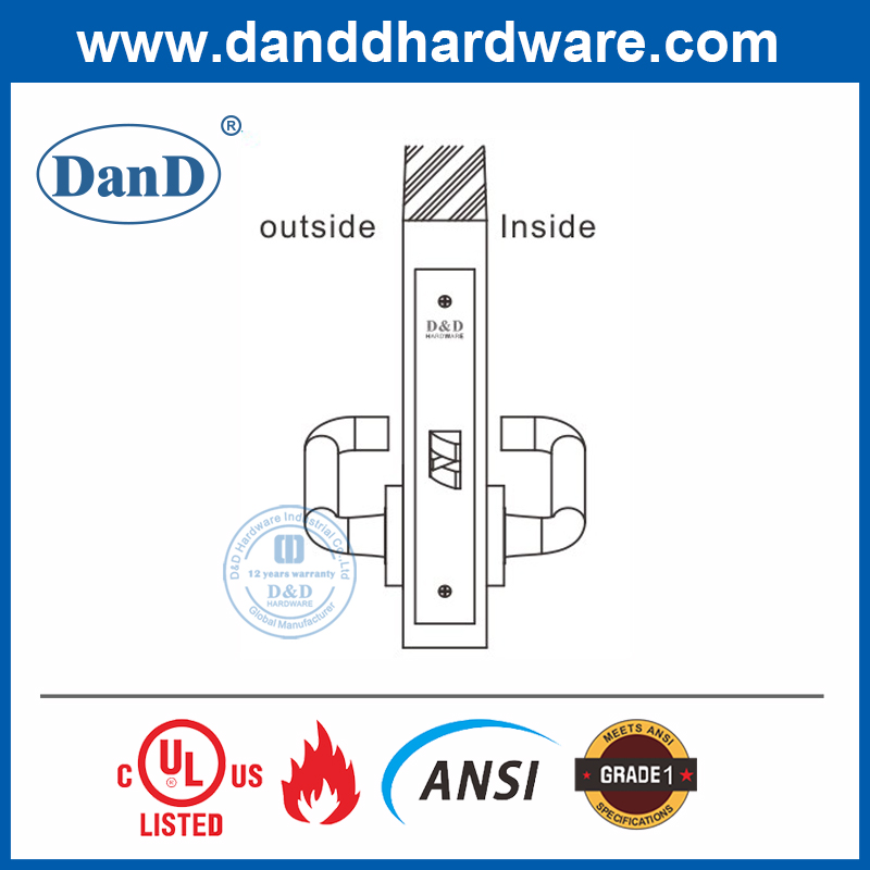 SUS304 ANSI Grade 1 Latchbolt Closet Passage Door Lock -DDAL01 - Buy ...