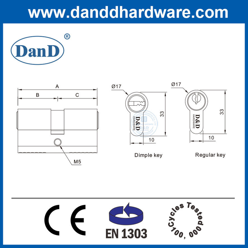 Satin Nickel Master Key System EN1303 Brass Lock Cylinder with Key ...